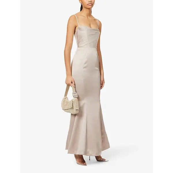 chinese dress ladies IDOPIP Women's Elegant Square Neck Mermaid Hem Bodycon Maxi Dress Evening  Party Formal Ball Gown Prom Wedding Guest Dress Long Slip Lounge Club  Cocktail Dress Slim Fit Fishtail Bodycon Dress White S main image 1