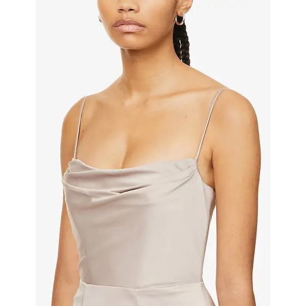House Of Cb Fishtail Hem Woven Maxi Dress - Mushroom | Editorialist