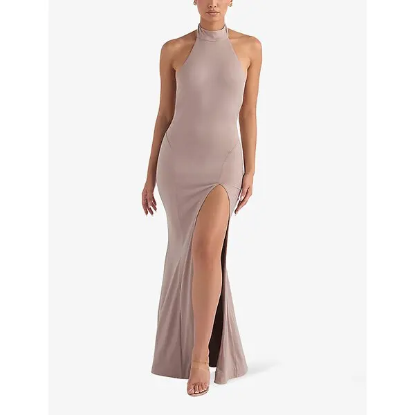 House Of Cb Juliette Halter-neck Maxi Dress - Blush