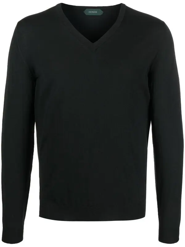 ZANONE V-neck Knitted Jumper - Black