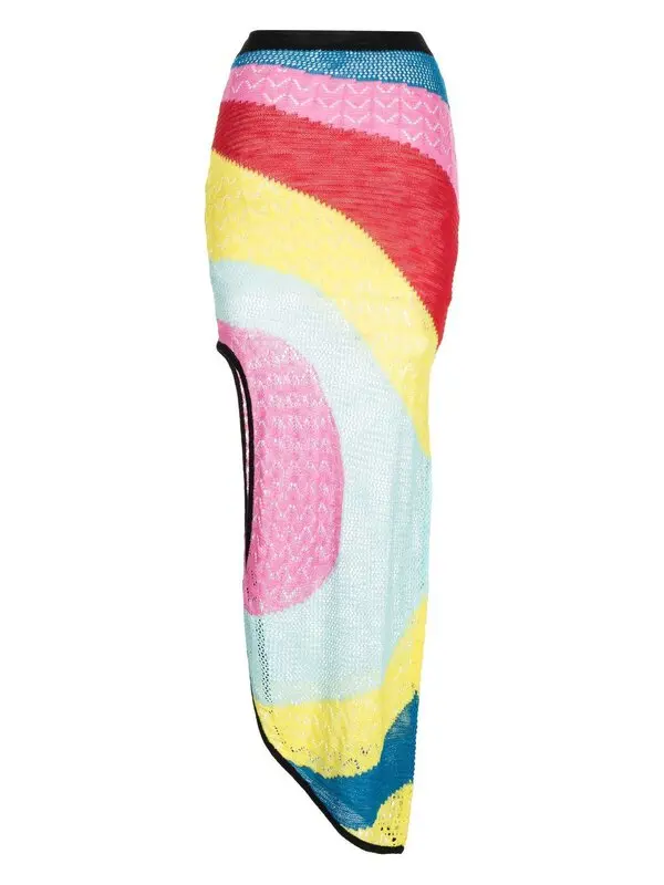 Staud Striped Asymmetric Knitted Skirt