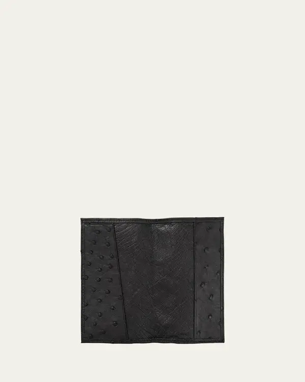 ABAS Ostrich Leather Passport Booklet - Black