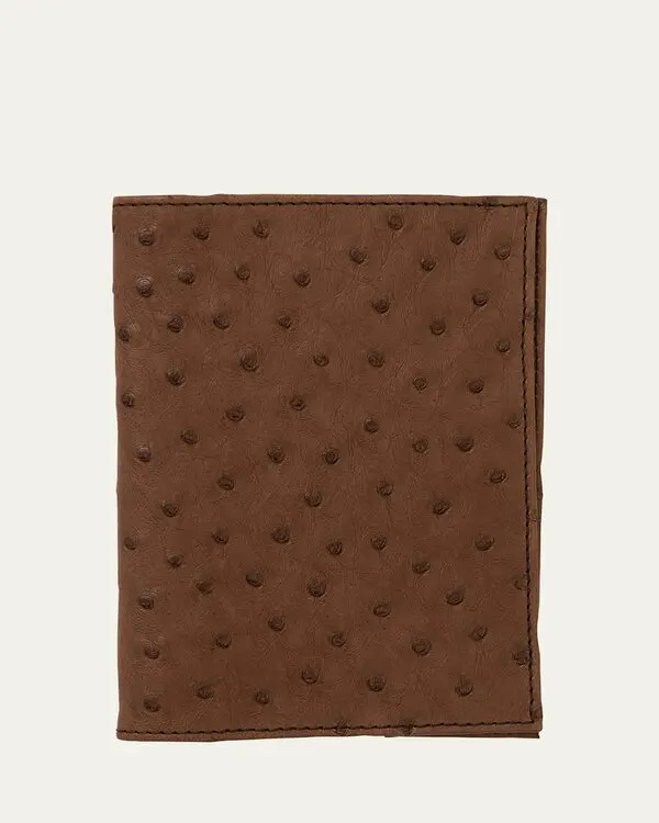 ABAS Ostrich Leather Passport Booklet - Brown