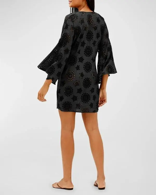 VIX PAULA HERMANNY Perola Knot Short Caftan Coverup - Black