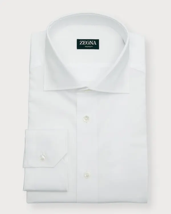 Zegna Trofeo Cotton Dress Shirt - White Solid