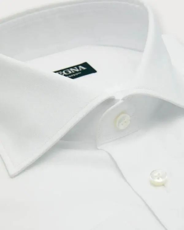 Zegna Apos;s Trofeo Cotton Dress Shirt - White Solid