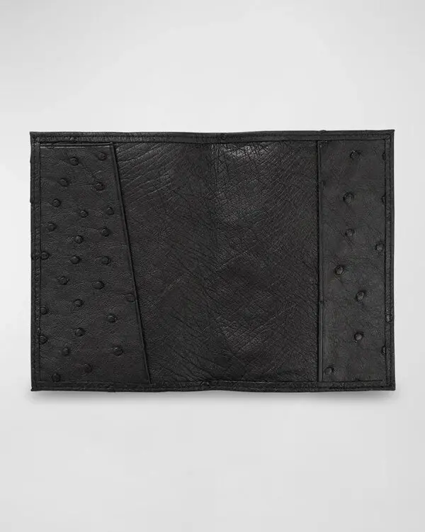 ABAS Ostrich Leather Passport Booklet - Black