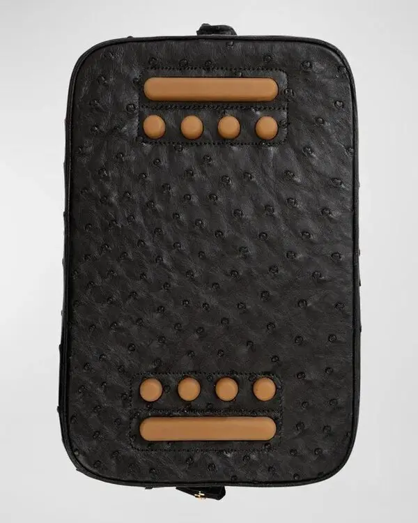 ABAS Genuine Ostrich Toiletry Kit - Black
