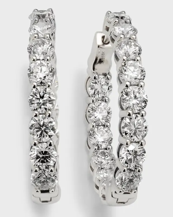 Neiman Marcus 18k 8.96tcw Diamond Hoop Earrings - White Gold