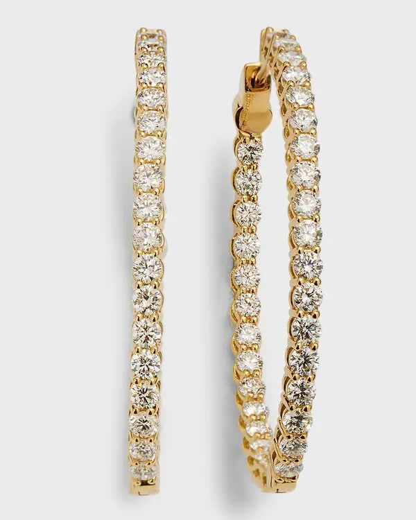 Neiman Marcus 18k 3.36 Tcw Diamond Hoop Earrings - Yellow Gold