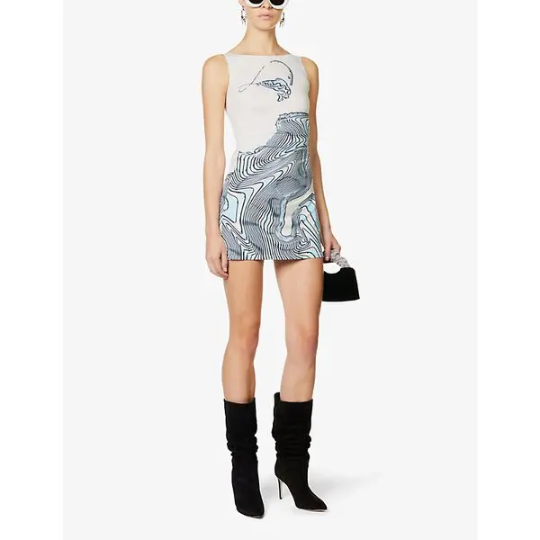 MAISIE WILEN Software Pattern-printed Slim-fit Stretch-woven Mini Dress