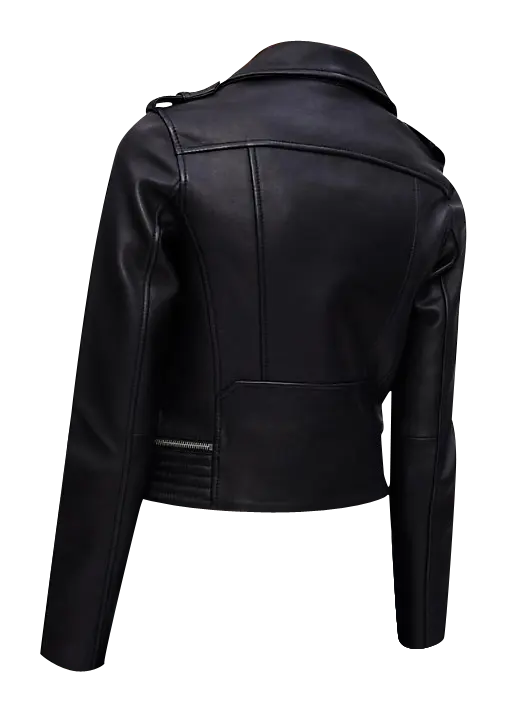 Maje Basal Leather Biker Jacket - Noir / Gris