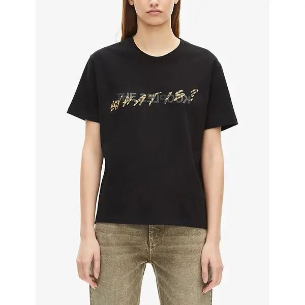 The Kooples Leopard-print Logo-graphic Cotton-jersey T-shirt