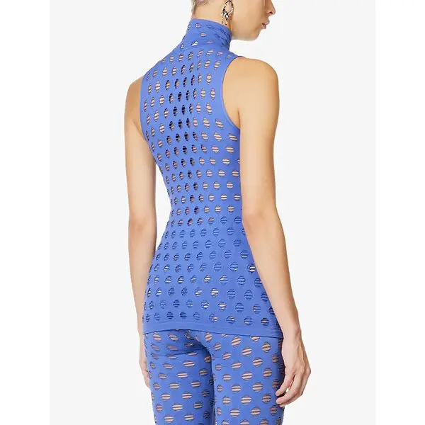 MAISIE WILEN Perforated Turtleneck Stretch-woven Top