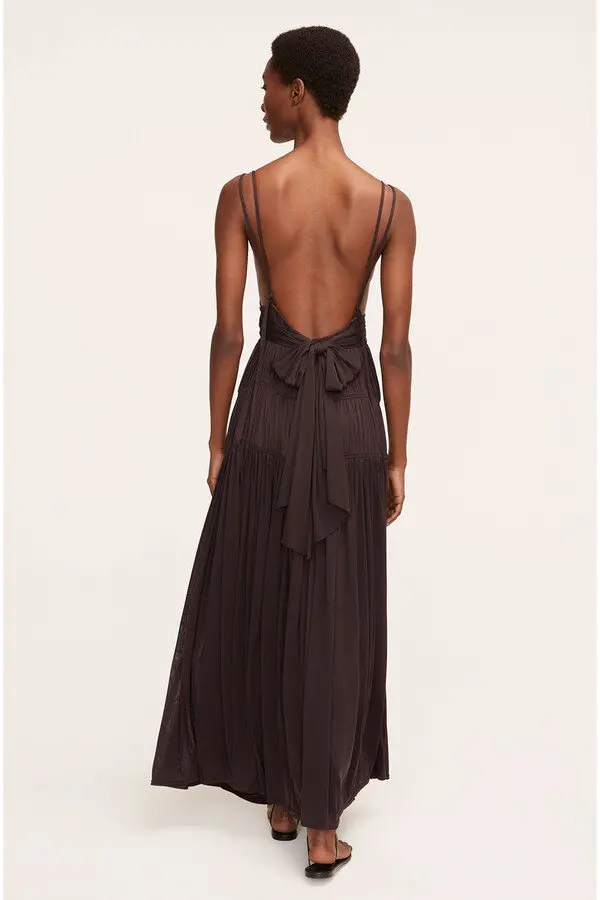 taylor brown dress Taylor Tube Maxi Dress, in Dune Luxe Satin | Show Me Your Mumu main image 1