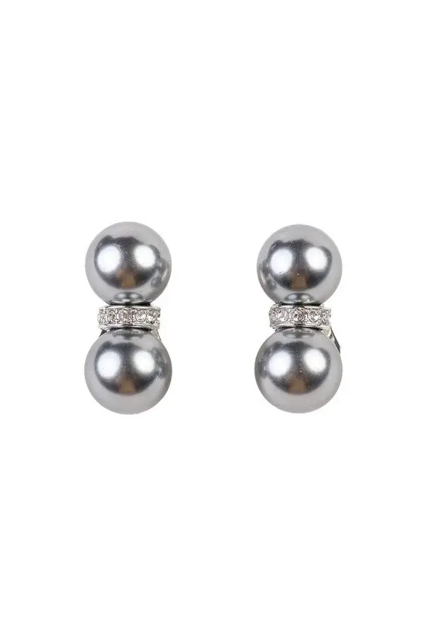 KENNETH JAY LANE Double Pearl Clip-on Earrings - Grey