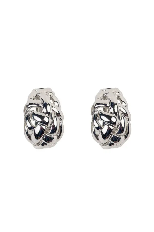 KENNETH JAY LANE Weave Dome Clip Earrings - Silver