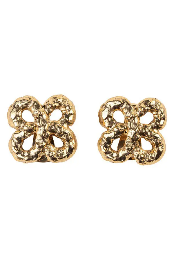 KENNETH JAY LANE Plated Clover Cross Clip-on Earrings - Gold