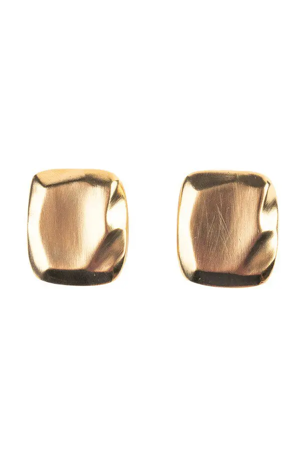 KENNETH JAY LANE Textured Square Clip Earrings - Gold