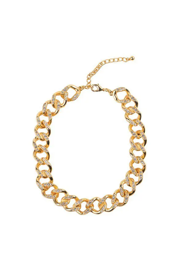 KENNETH JAY LANE Tone Crystal Link Necklace - Gold