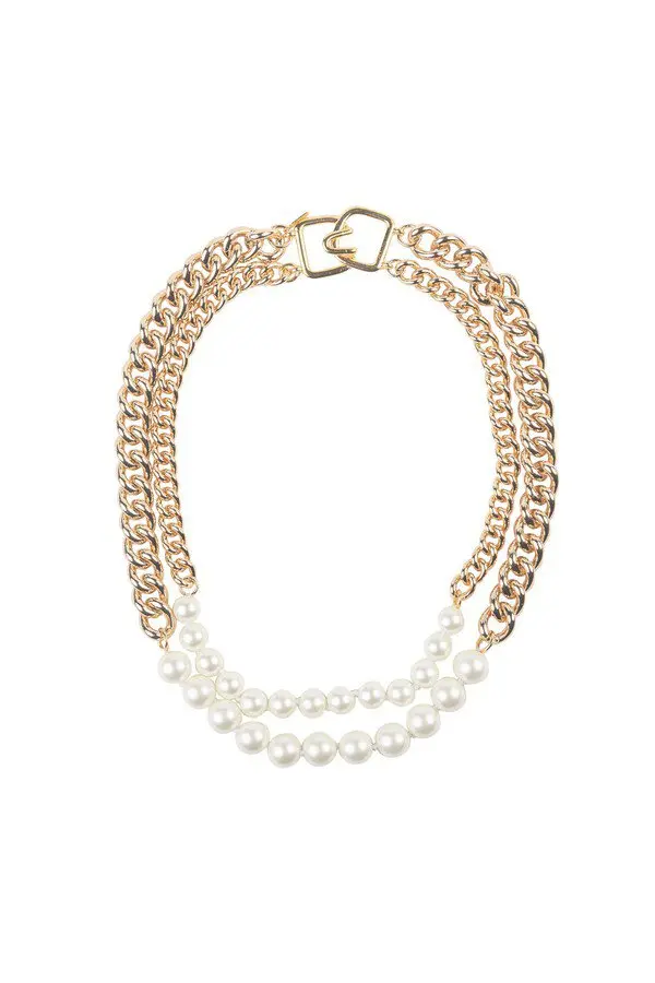 KENNETH JAY LANE Tone Chain And Pearl Necklace - Gold