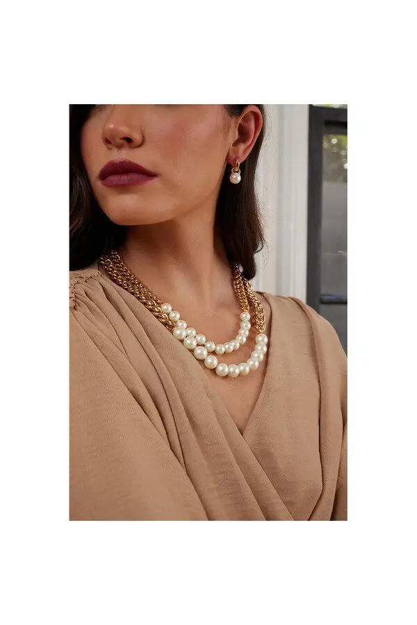 KENNETH JAY LANE Tone Chain And Pearl Necklace