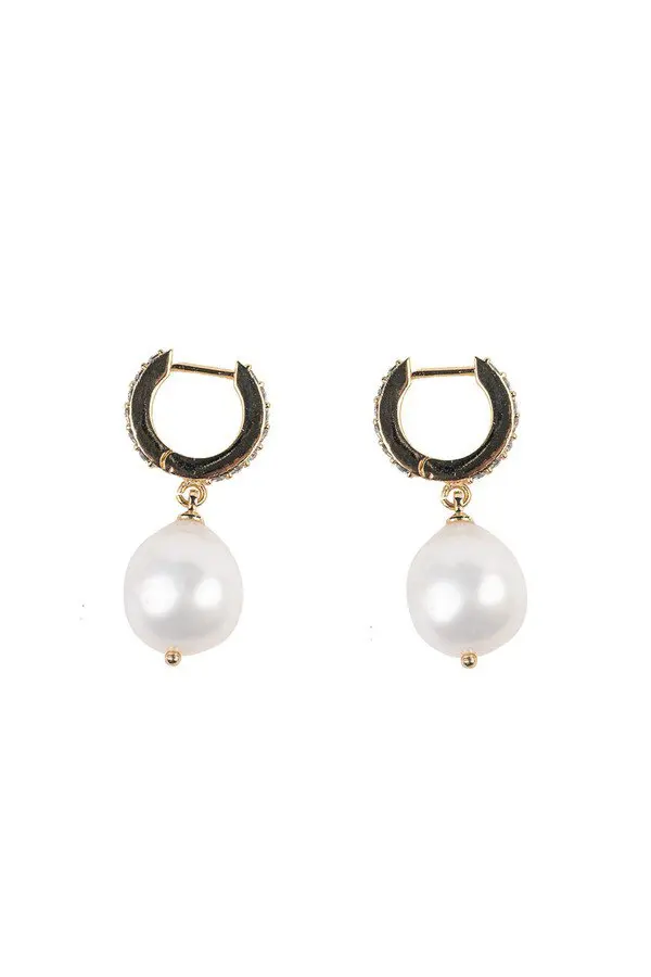 KENNETH JAY LANE Pearl Drop Hoop Earrings - White