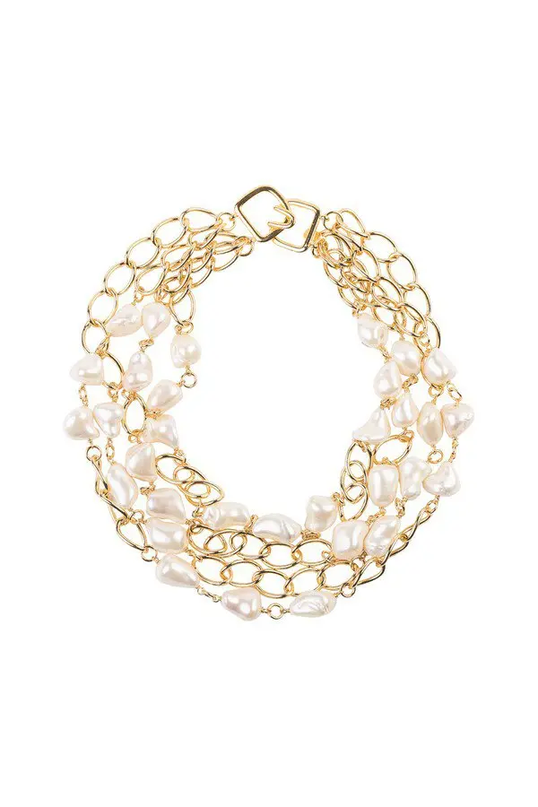KENNETH JAY LANE Tone Chain And Pearl Necklace - Gold