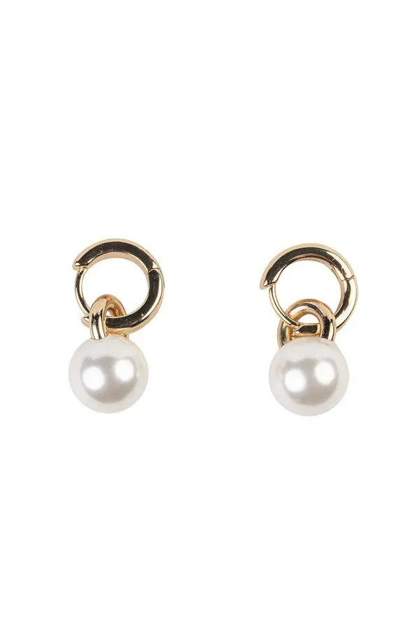 KENNETH JAY LANE Plated Hoop Earrings With Pearl - Gold