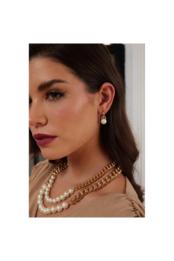 KENNETH JAY LANE Plated Hoop Earrings With Pearl