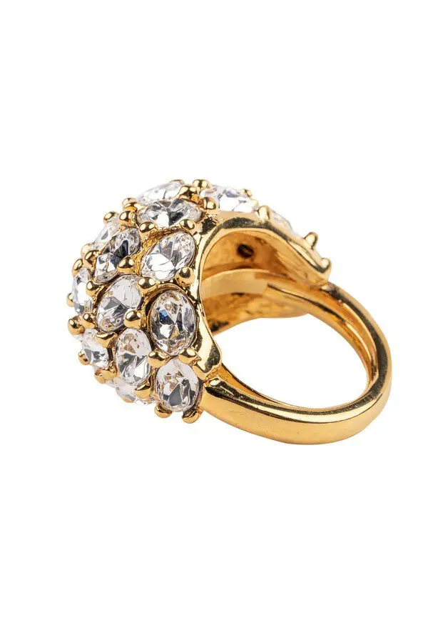 KENNETH JAY LANE Domed Crystal Adjustable Ring - Gold