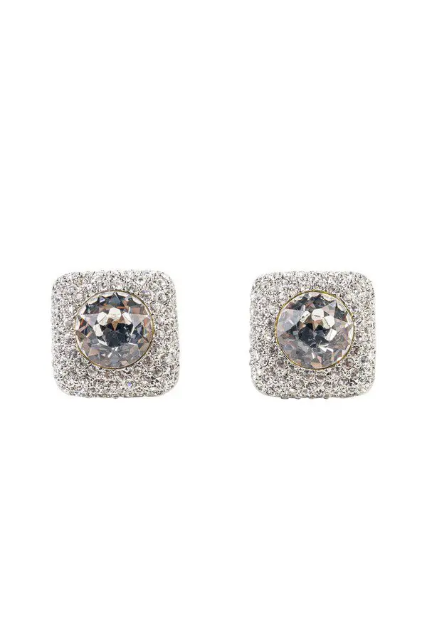 KENNETH JAY LANE Crystal Clip-on Earrings - Silver