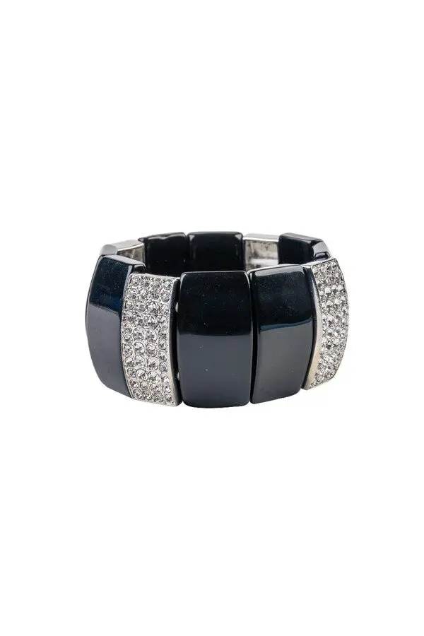 KENNETH JAY LANE Rhinestone Wedge Bracelet - Black