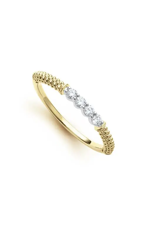 Lagos Superfine Signature Caviar Diamond Stacked Ring - Gold Diamond