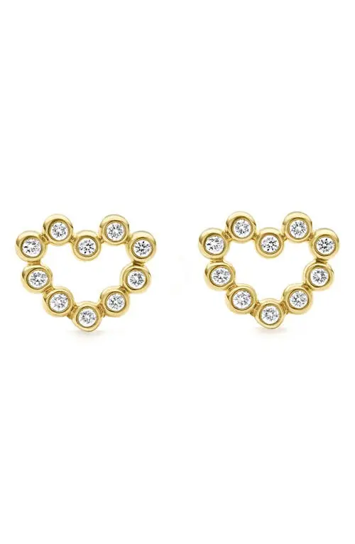 Lagos Ksl Diamond Heart Stud Earrings - Gold Diamond