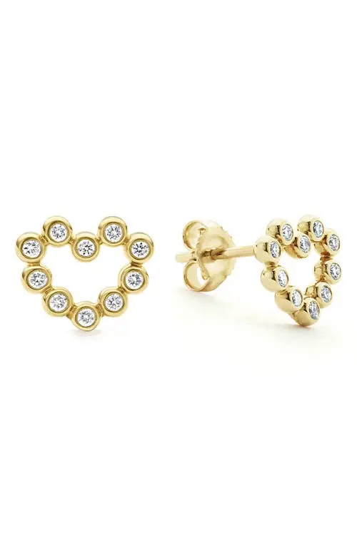 Lagos Ksl Diamond Heart Stud Earrings