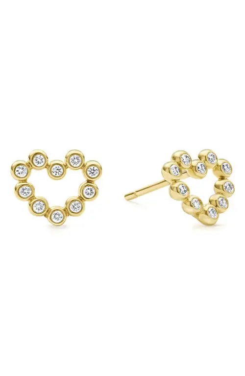 Lagos Ksl Diamond Heart Stud Earrings