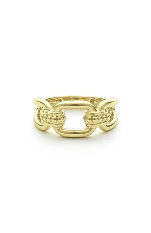 Lagos Signature Caviar Oval Link Ring - Gold