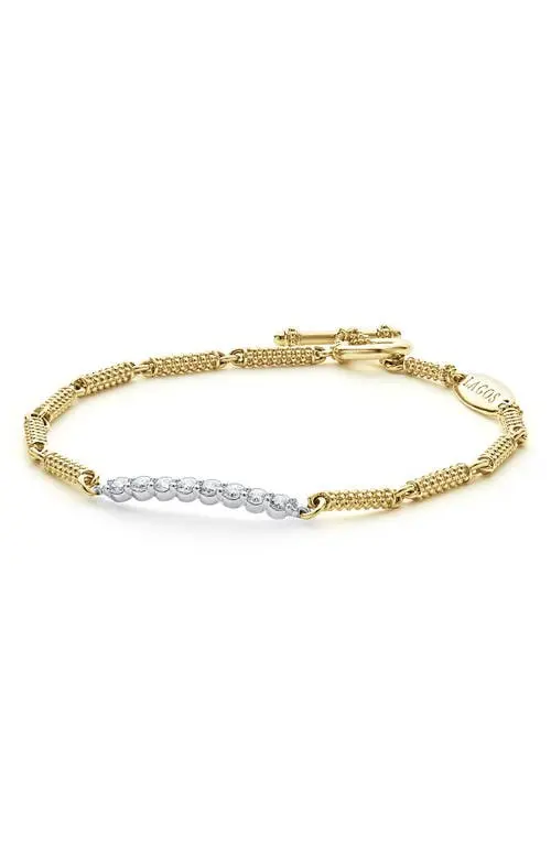 Lagos Superfine Signature Caviar Diamond Link Bracelet - Gold Diamond