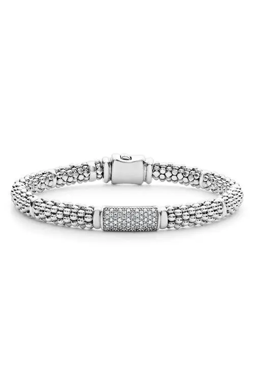Lagos Signature Caviar Pavé Diamond Bracelet - Silver Diamond