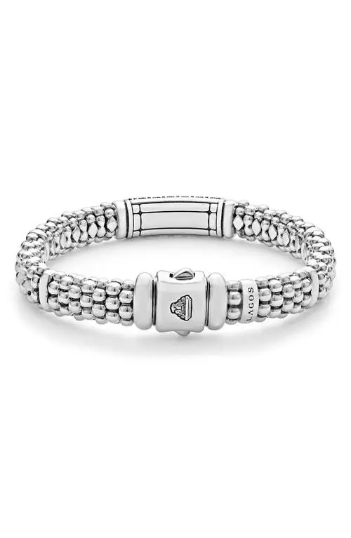 Lagos Signature Caviar Pavé Diamond Rope Bracelet - Silver Diamond