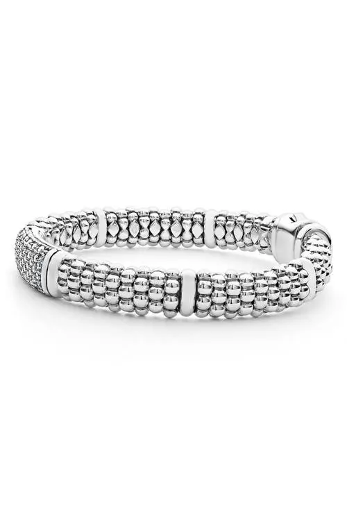 Lagos Signature Caviar Pavé Diamond Rope Bracelet - Silver Diamond