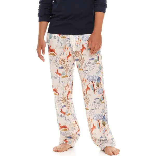 THE LAZY POET Drew Equus Horse Print Linen Pajama Pants - Blue