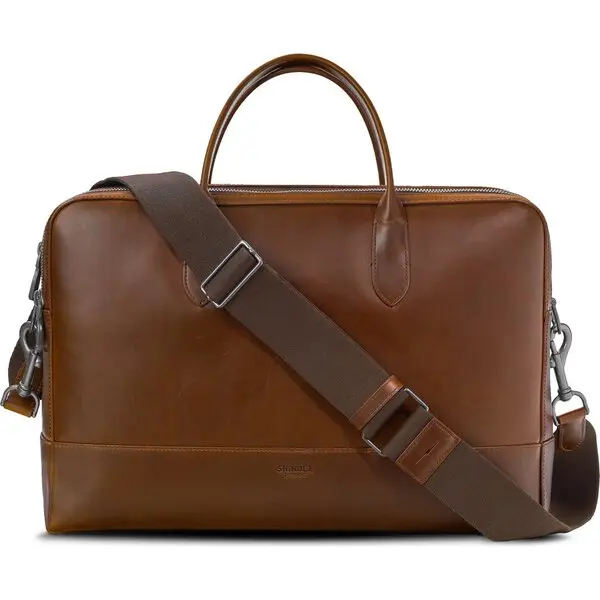 Shinola Canfield Brief Leather Messenger Bag - Medium Brown