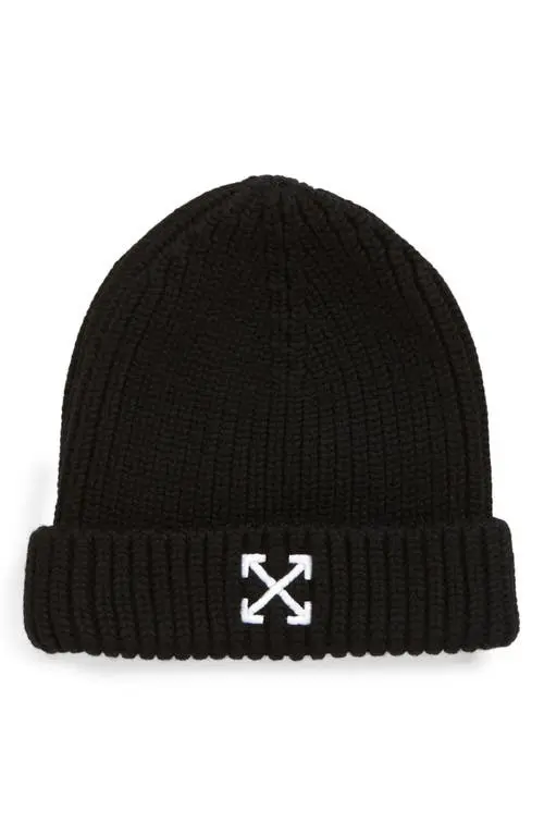 Off-White Embroidered Arrow Wool Beanie