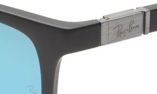 Ray-ban 58mm Mirrored Polarized Rectangle Sunglasses - Matte Black