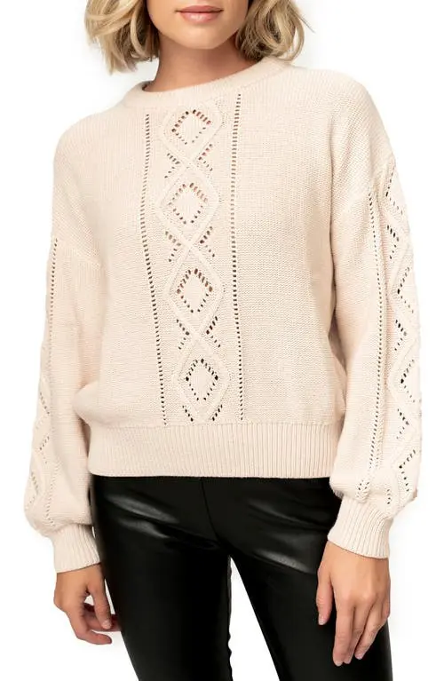 GIBSONLOOK Cable Knit Balloon-sleeve Sweater - Dune