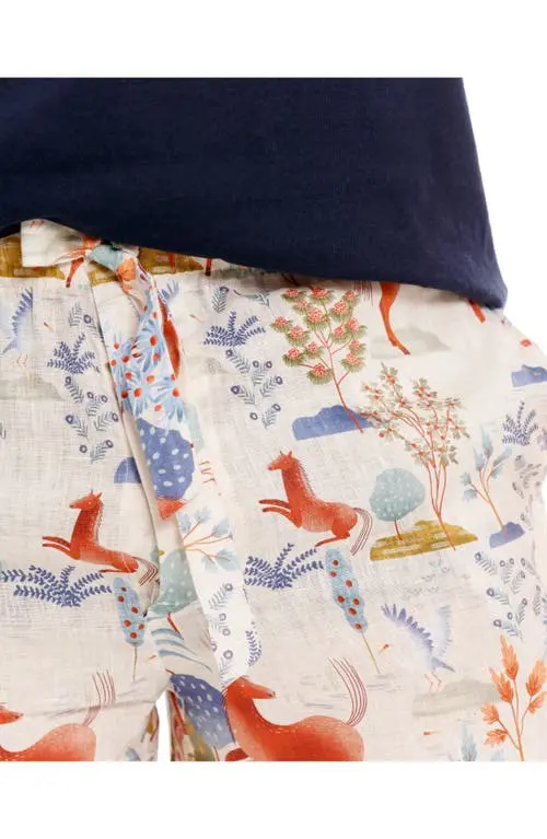 THE LAZY POET Ben Equus Printed Linen Shorts