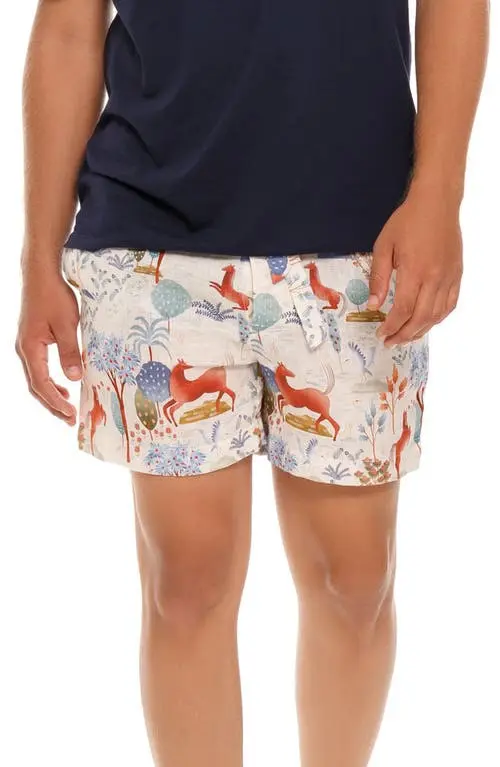 THE LAZY POET Ben Equus Printed Linen Shorts - Blue