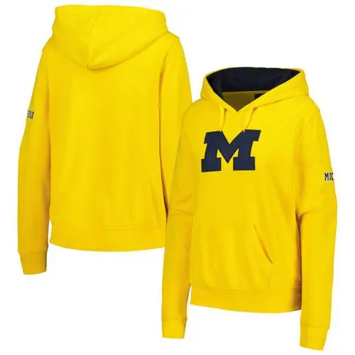 STADIUM ATHLETIC Michigan Wolverines Team Big Logo Pullover Hoodie - Maize